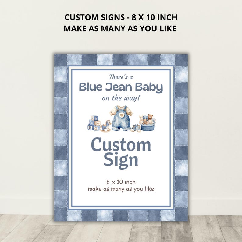 Retro Blue Jean Baby Shower Complete Bundle: Boys Denim Themed ...
