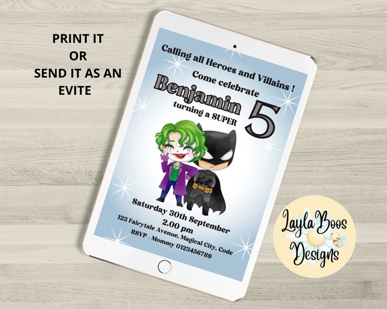 Hero and Villain Birthday Invitation Heroes and Villains - Etsy