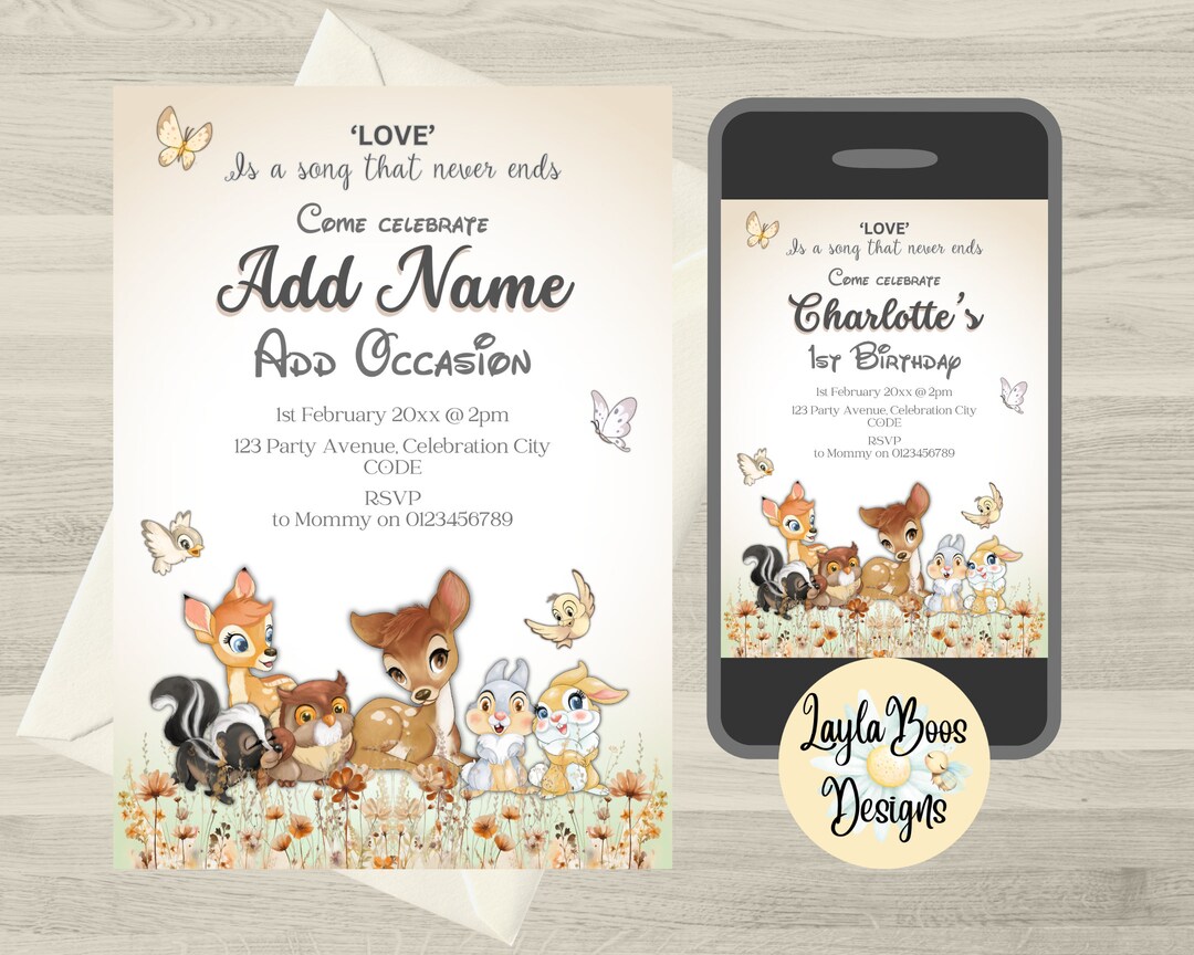 Bambi Birthday Invitation: Any Occasion Template (digital Download) - Etsy
