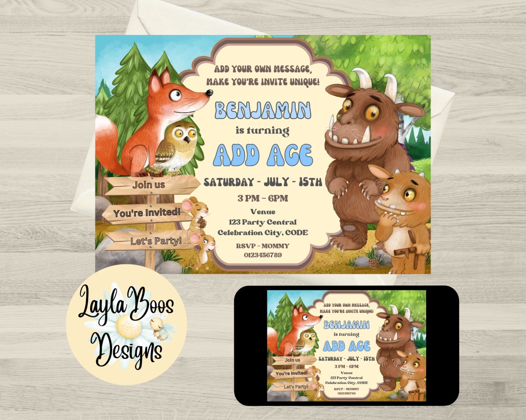 Any Age Gruffalo Invitation the Gruffalo Birthday Invitation - Etsy ...