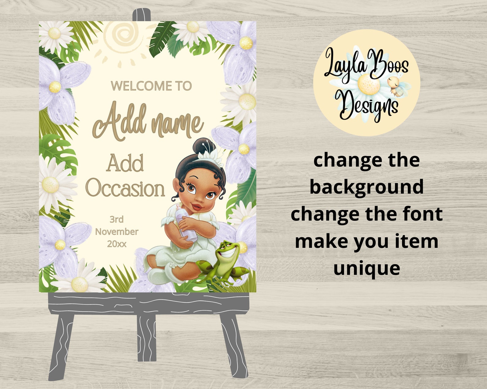 Princess Tiana Welcome Sign: Editable Party Template (digital Download ...