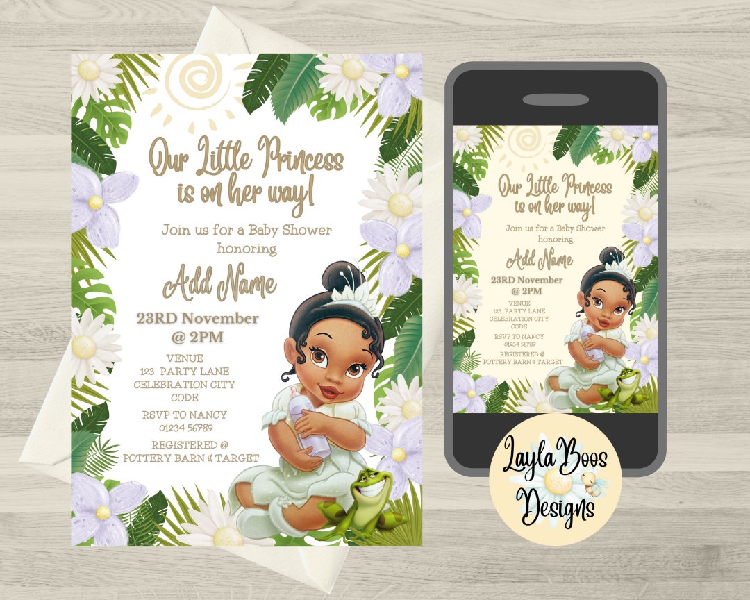 Princess and Frog Baby Shower Invitation: Tiana Theme (digital Template ...