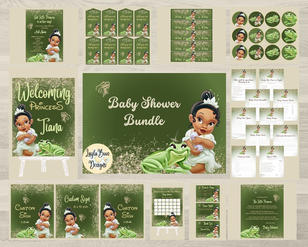 Princess Tiana Baby Shower Bundle: Editable Templates (digital Download ...