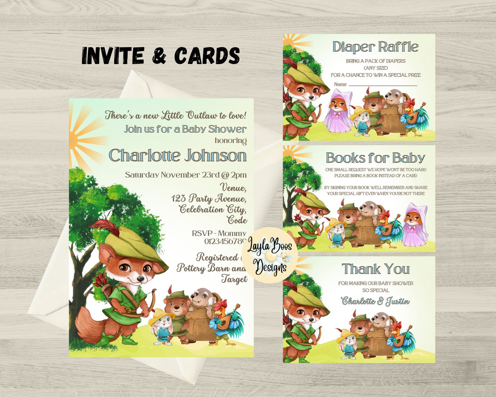 Robin Hood Baby Shower Invitation Bundle (digital Download) - Etsy