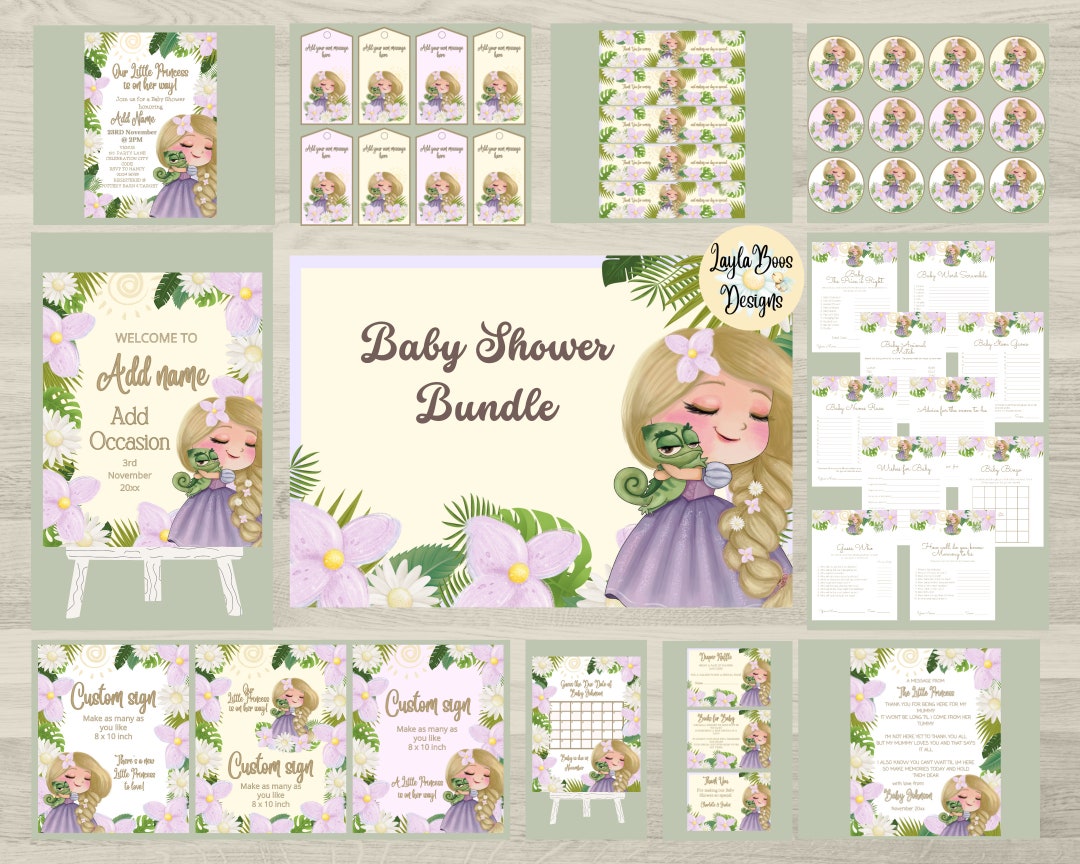 Rapunzel Baby Shower Invitation Bundle (digital Download) - Etsy