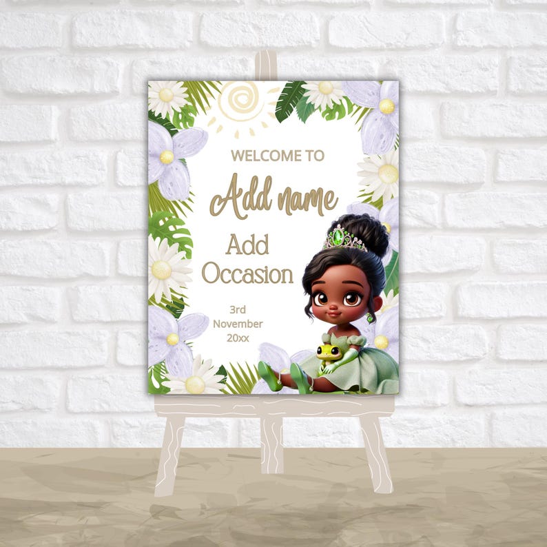 Baby Tiana Welcome Sign: Princess and Frog, Birthday, Baby Shower ...