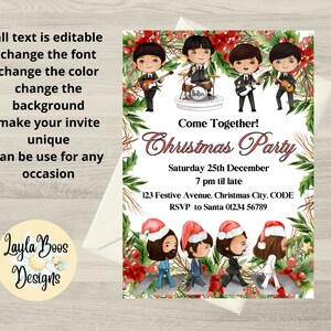 Beatles Christmas Invitation, Festive Rock Band Christmas Invite ...