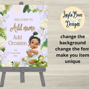 Tiana Welcome Sign, Princess and Frog Welcome Sign, Tiana Party Welcome ...