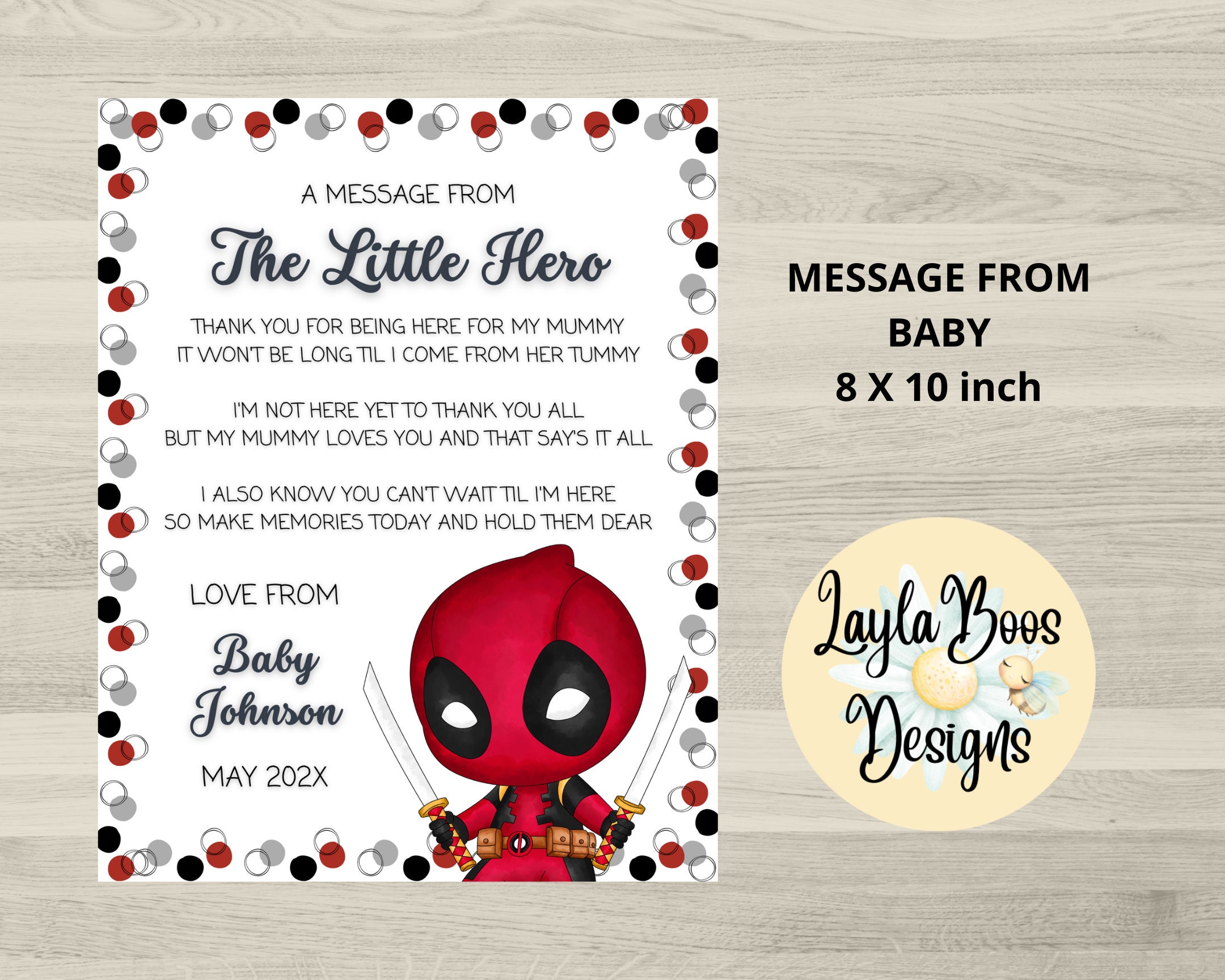Deadpool Baby Shower Bundle: Superhero Invitation (digital Download) - Etsy