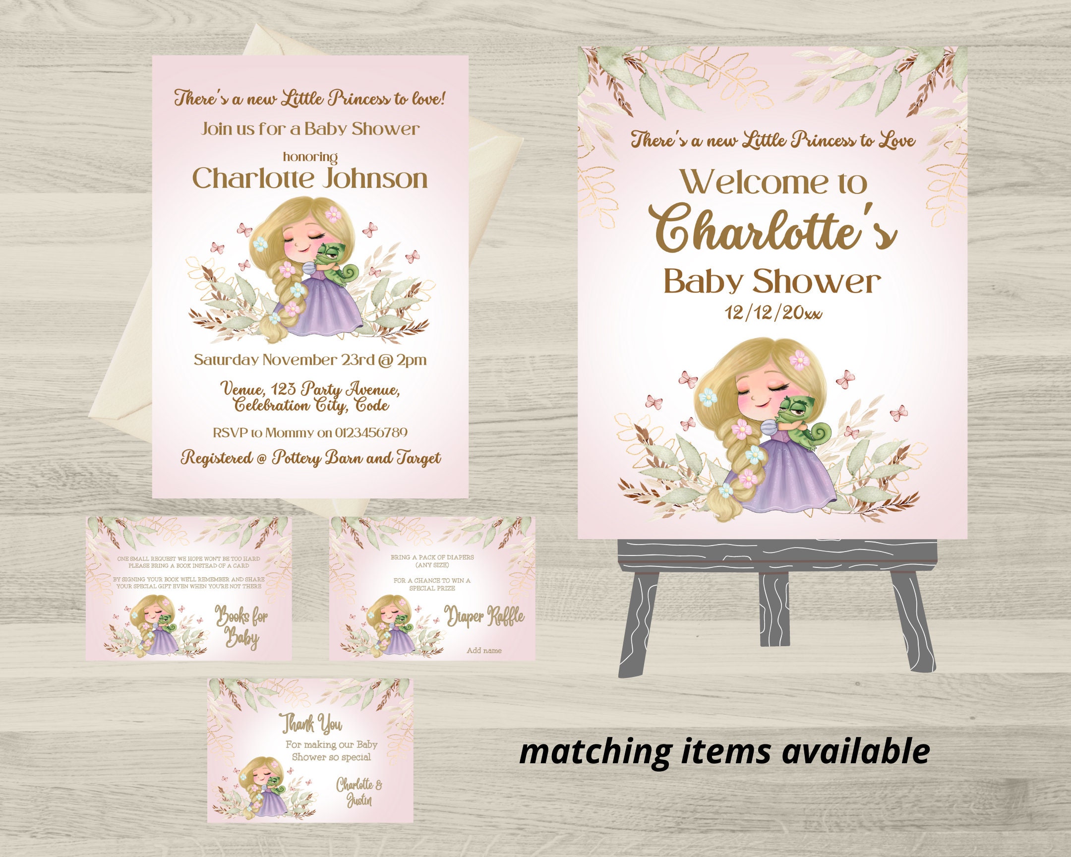 Rapunzel Baby Shower Welcome Sign: Tangled Princess Party (digital ...