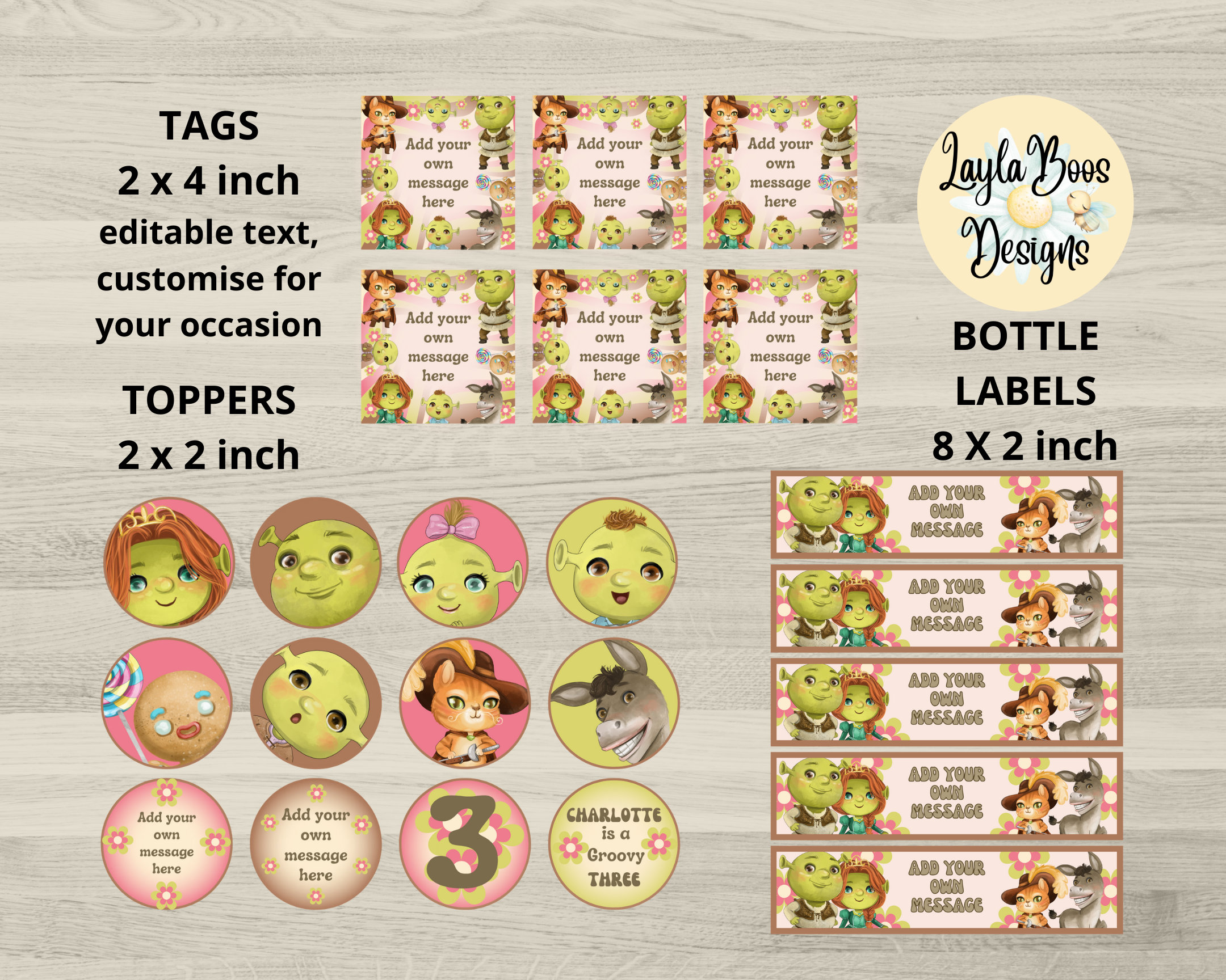 Girls Pink Groovy Shrek Birthday Bundle, Shrek Party Bundle, Shrek ...