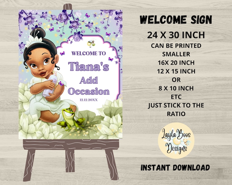 Princess Tiana Welcome Sign: Any Occasion Printable (digital Download ...