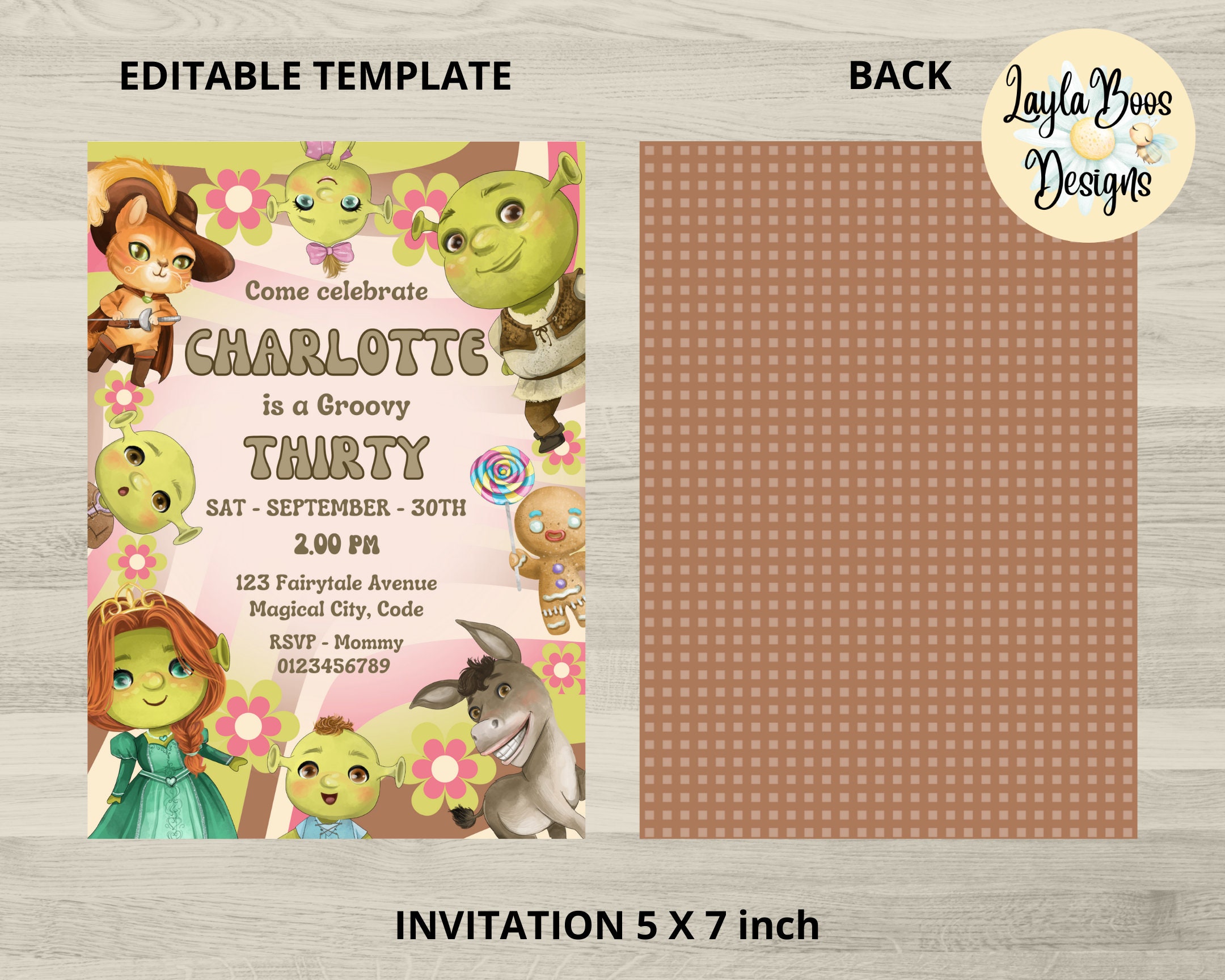 Girls Groovy Shrek Birthday Invitation, Shrek Mobile Text Invite, Shrek ...