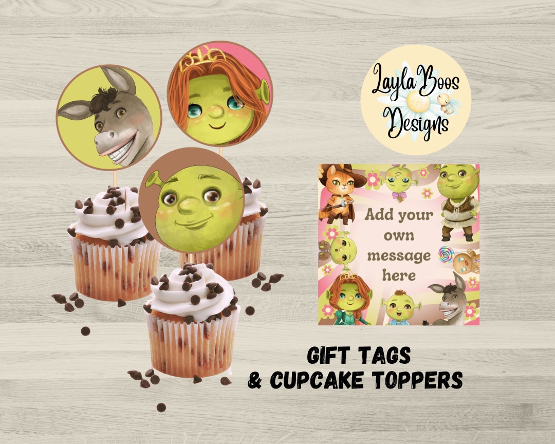 Pink Groovy Shrek Gift Tags and Cupcake Toppers (instant Download) - Etsy