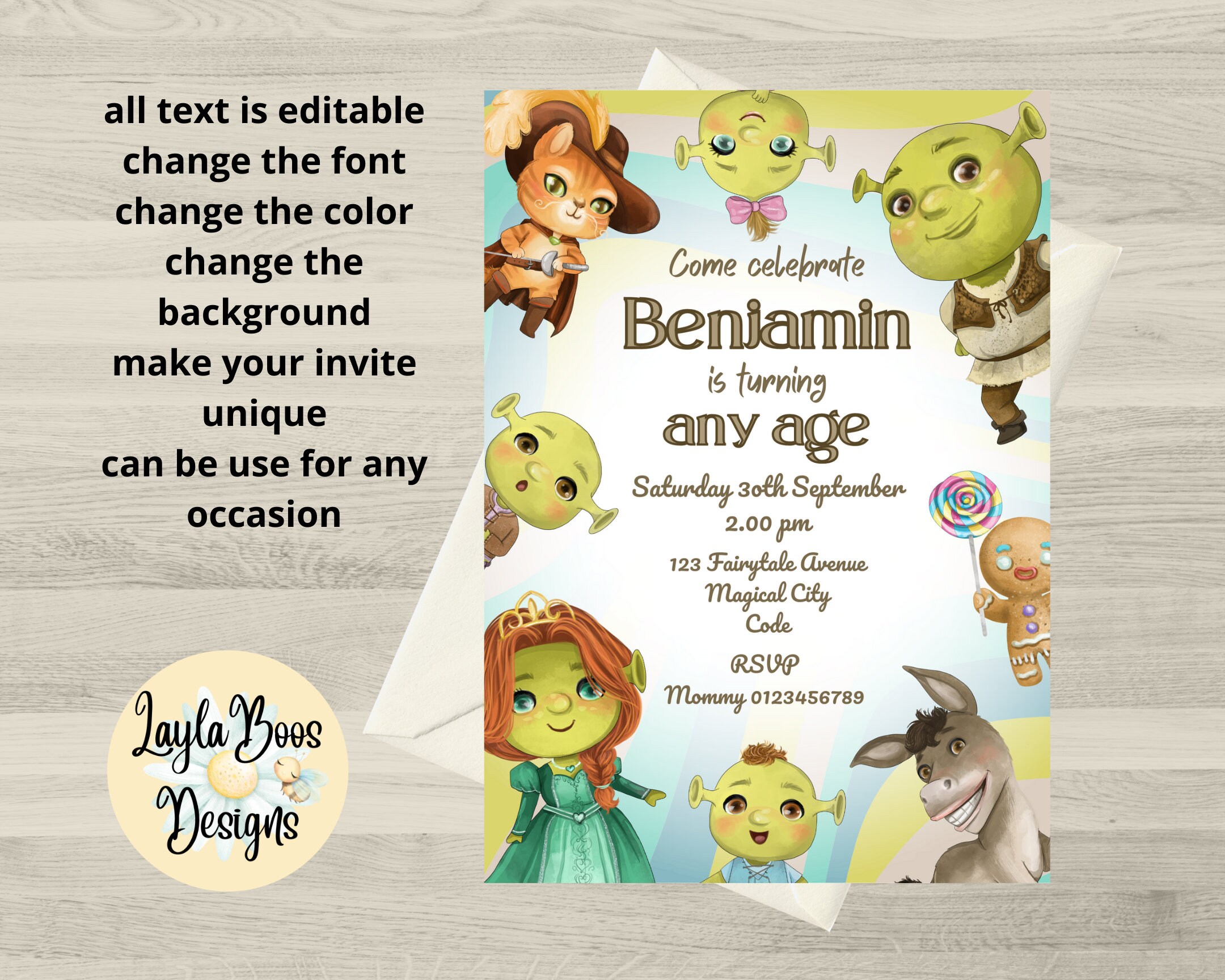 Groovy Shrek Birthday Invitation, Shrek Printable Invitation, Retro ...