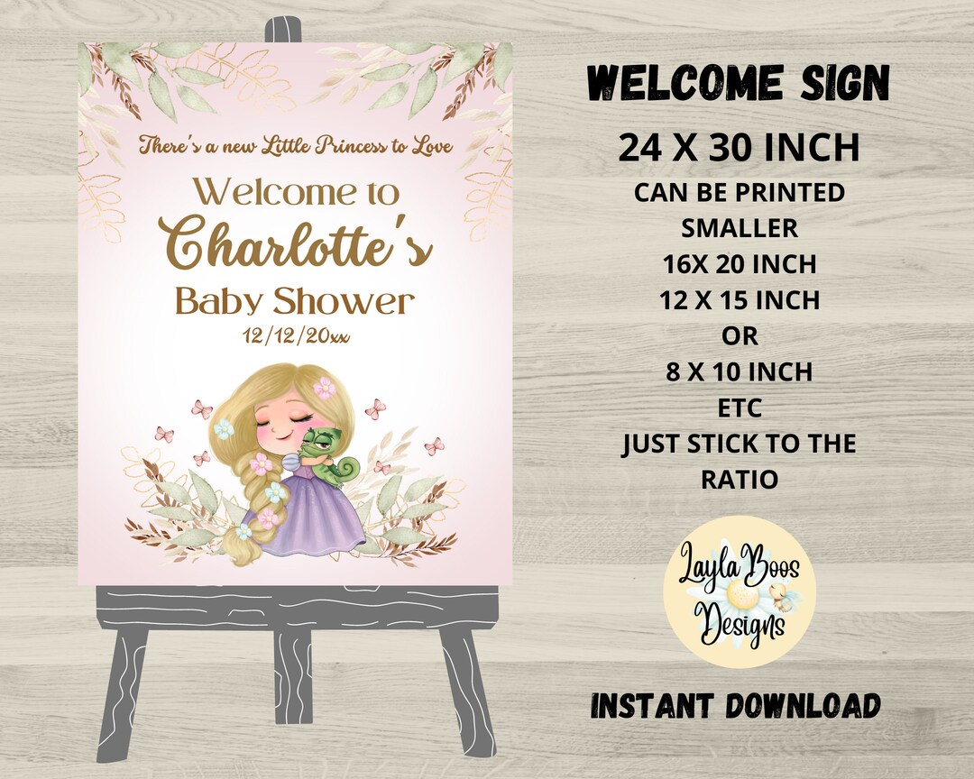 Rapunzel Baby Shower Welcome Sign, Princess Rapunzel Shower Welcome ...