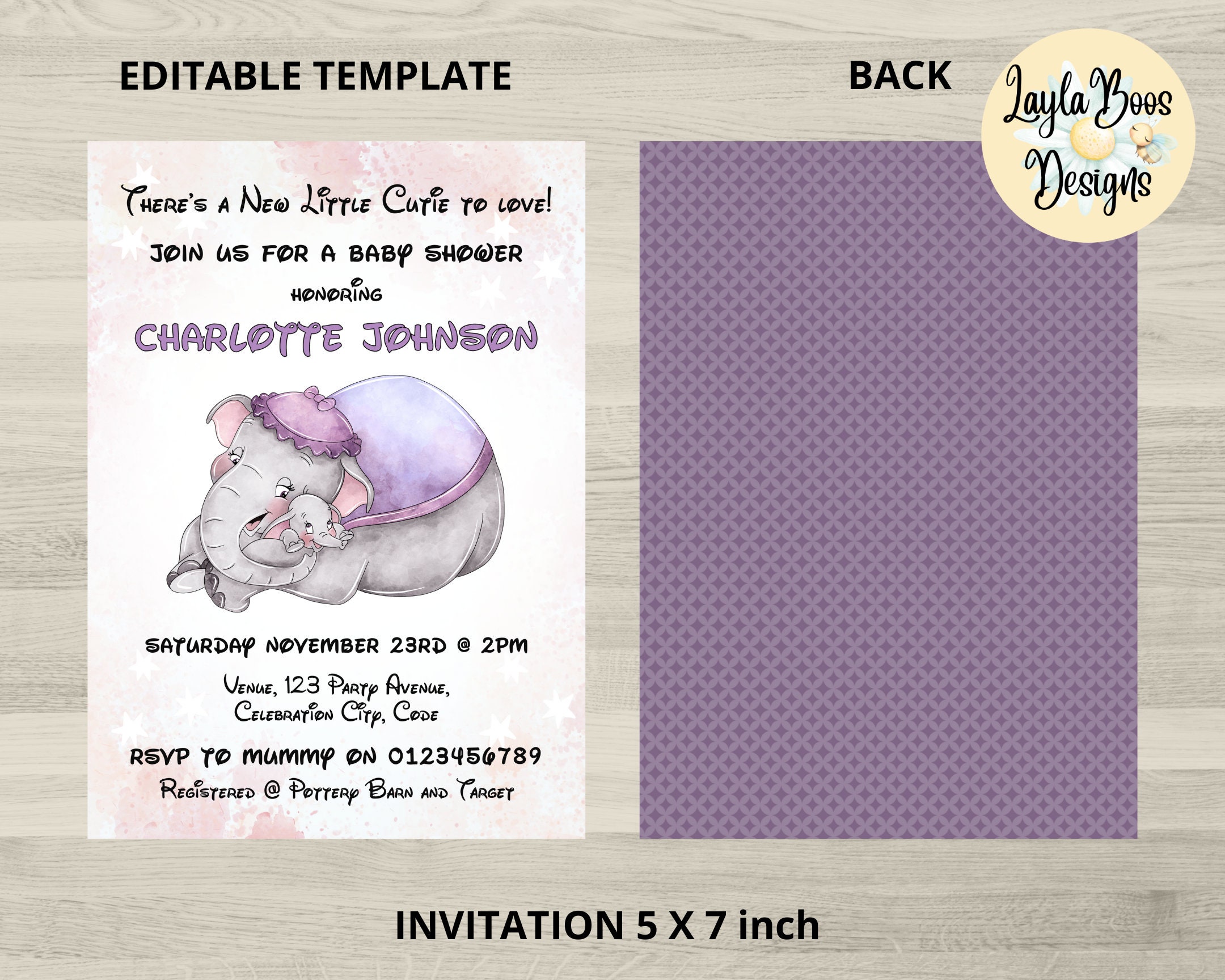 Girls Dumbo Baby Shower Invitation Dumbo Baby Shower Invite - Etsy
