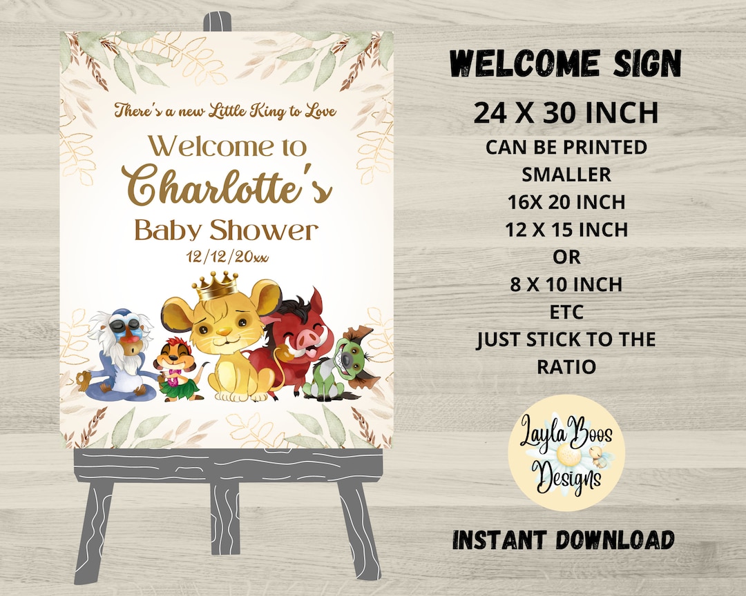 Lion King Baby Shower Welcome Sign, Lion King Shower Welcome, Boys Baby ...
