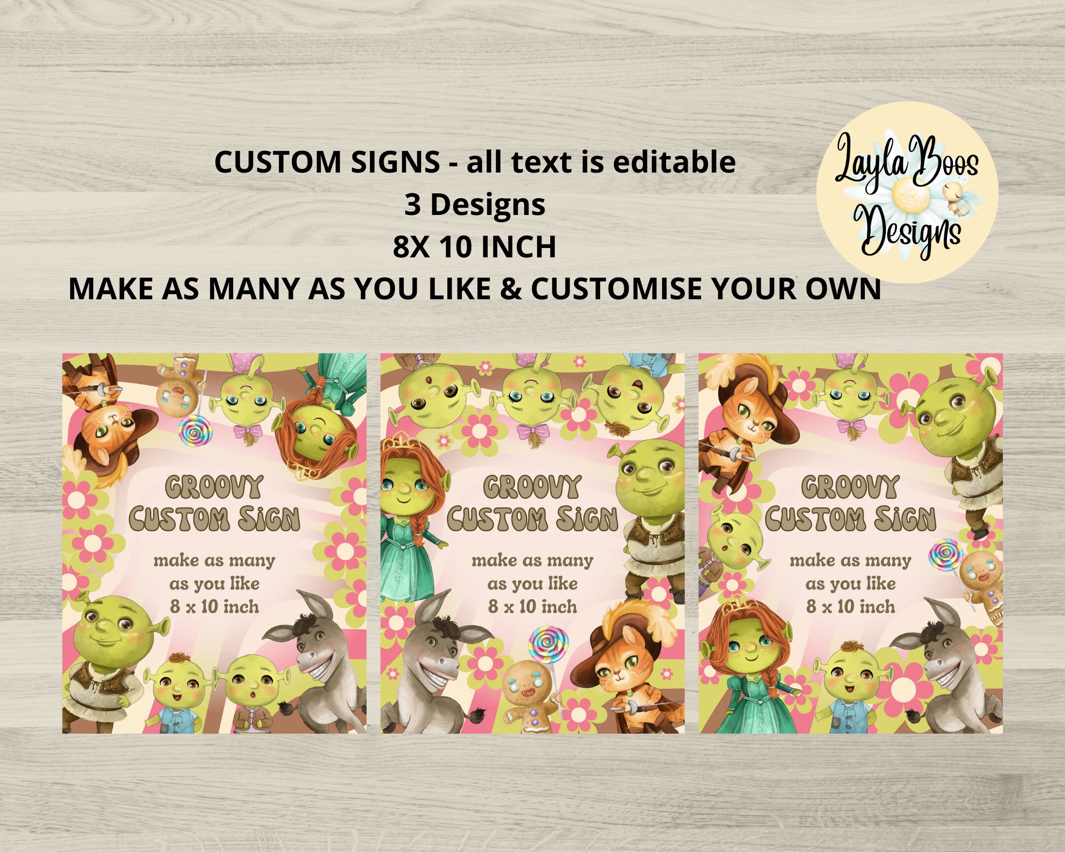 Girls Pink Groovy Shrek Birthday Bundle, Shrek Party Bundle, Shrek ...