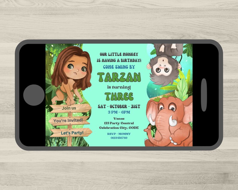 Tarzan Birthday Invitation: Jungle Theme, Any Age (digital) - Etsy