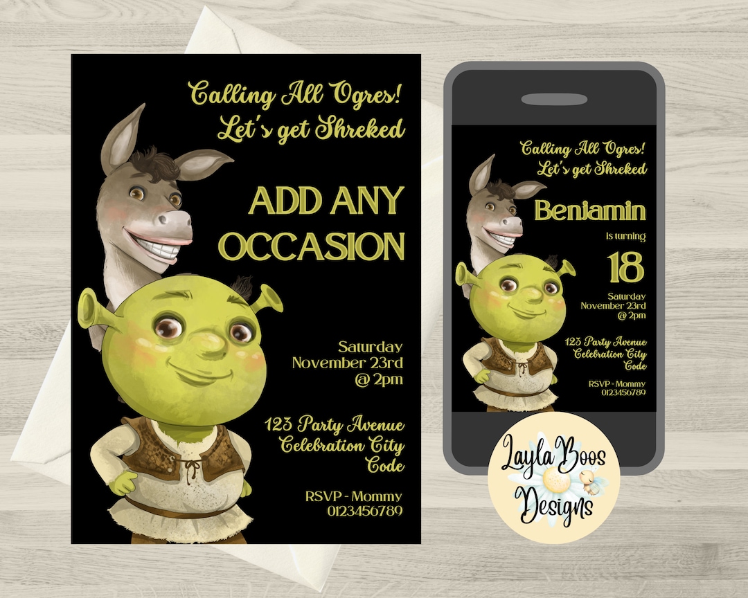 Mans Drinking Invitation, Adult Shrek Birthday Invite, Stag Party ...