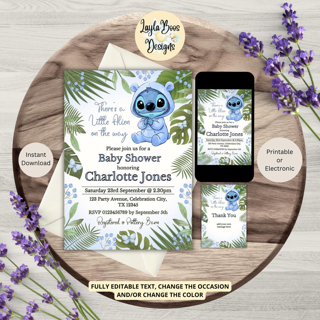 Boys Stitch Baby Shower Invitation Template: Printable or Electronic ...