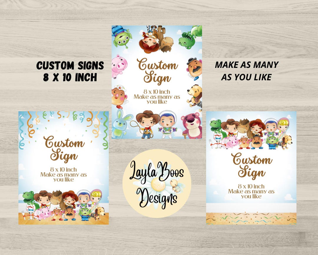 Boy Story Custom Signs, Toy Story Custom Signs, Boys Toy Story Party ...