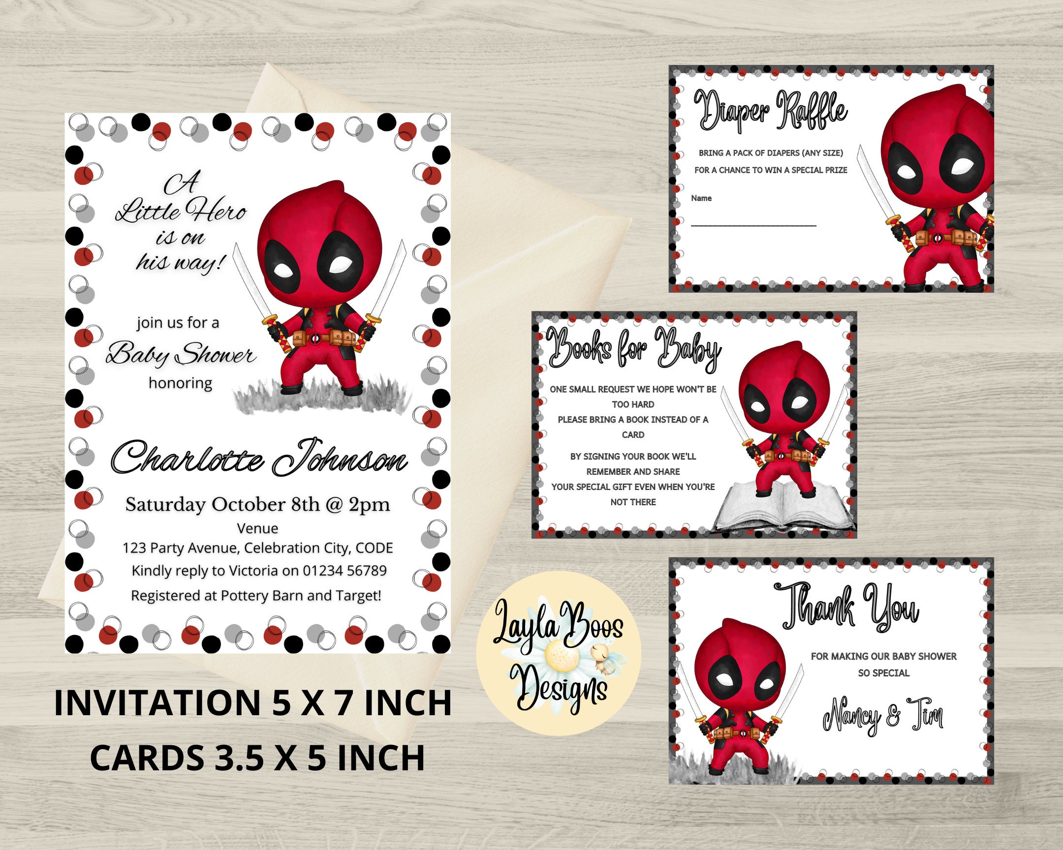 Deadpool Baby Shower Bundle: Superhero Invitation (digital Download) - Etsy