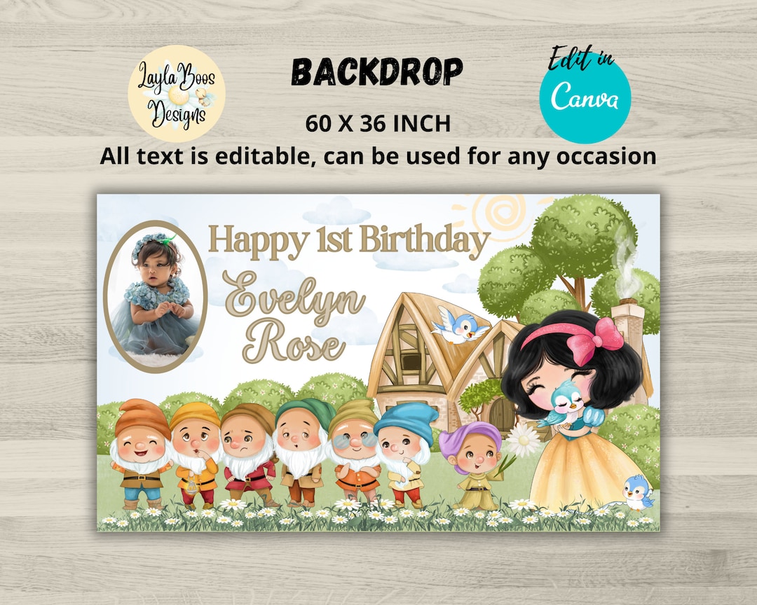 Snow White Backdrop, Snow White Birthday Banner, Snow White Poster ...