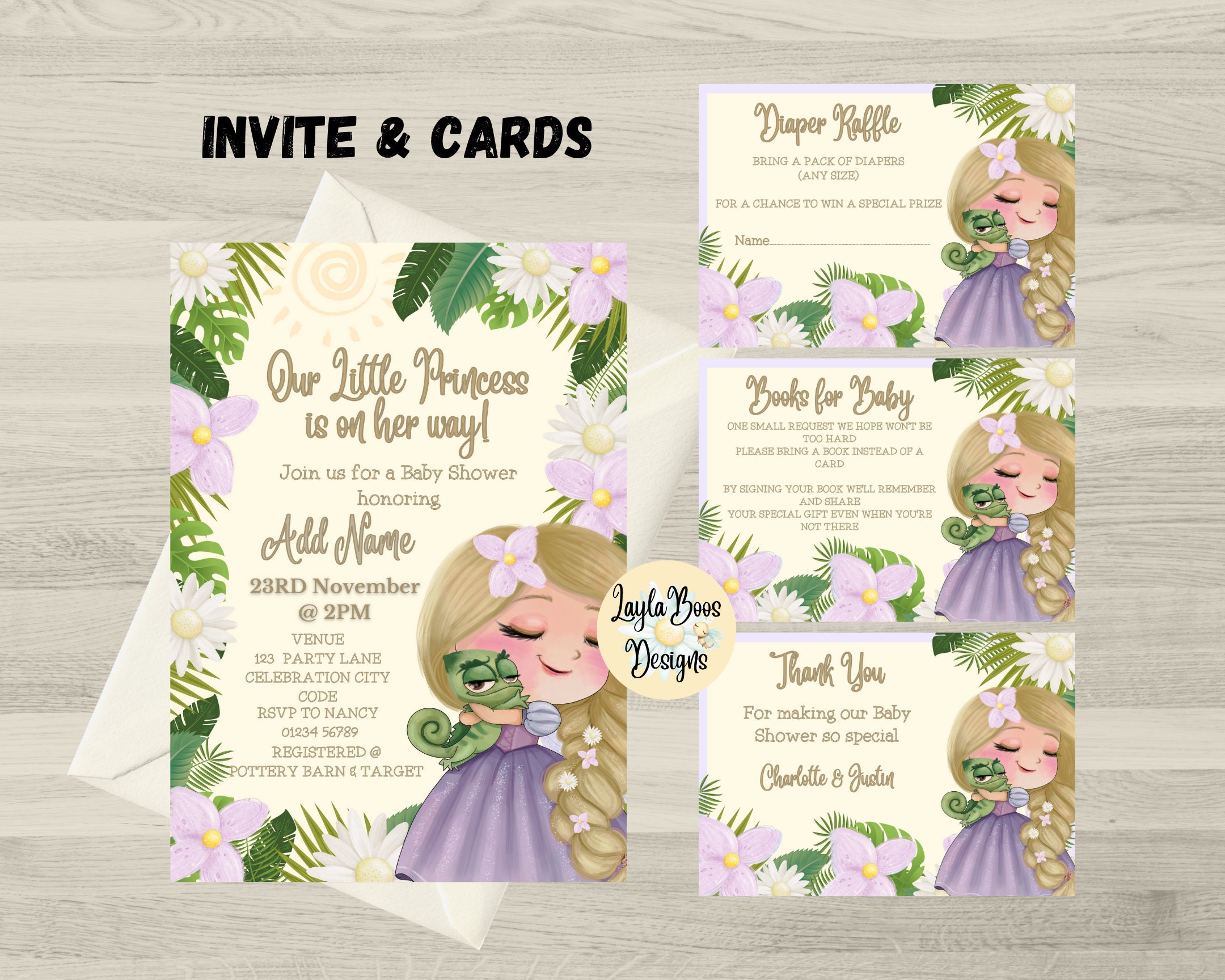 Rapunzel Baby Shower Invitation Bundle (digital Download) - Etsy