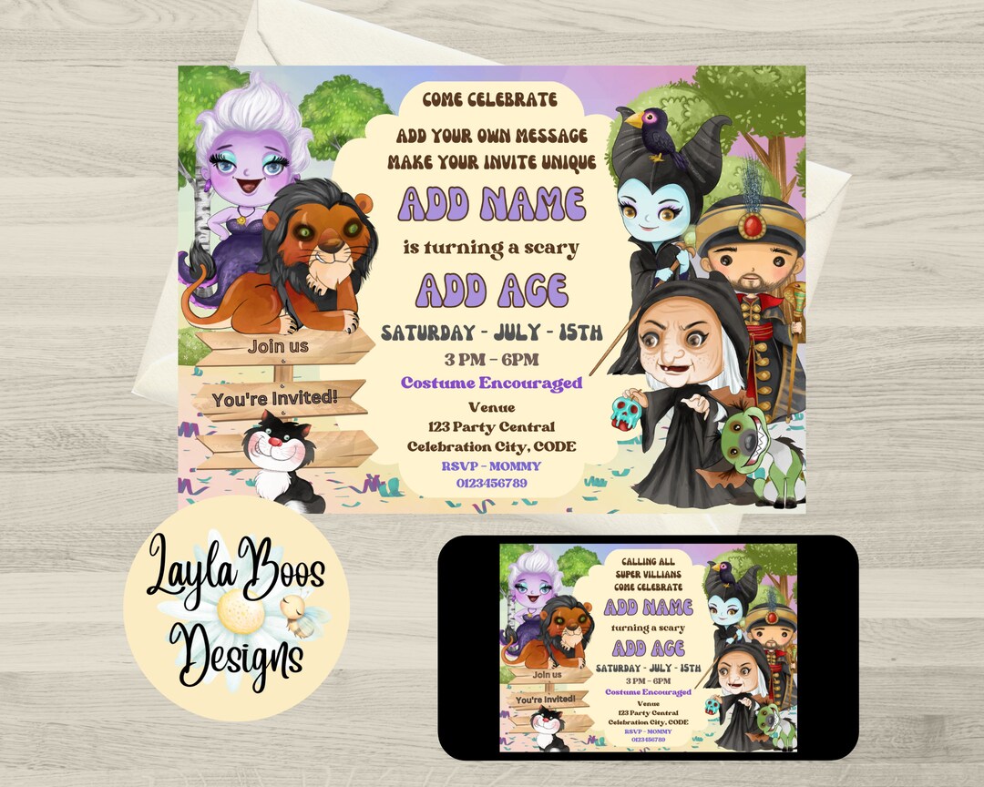 Little Villains Birthday Invitation, Halloween Birthday Fancy Dress ...