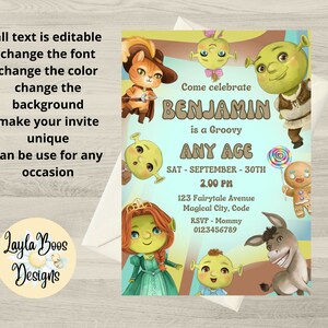 Boys Groovy Shrek Birthday Invitation, Shrek Mobile Text Invite, Shrek ...