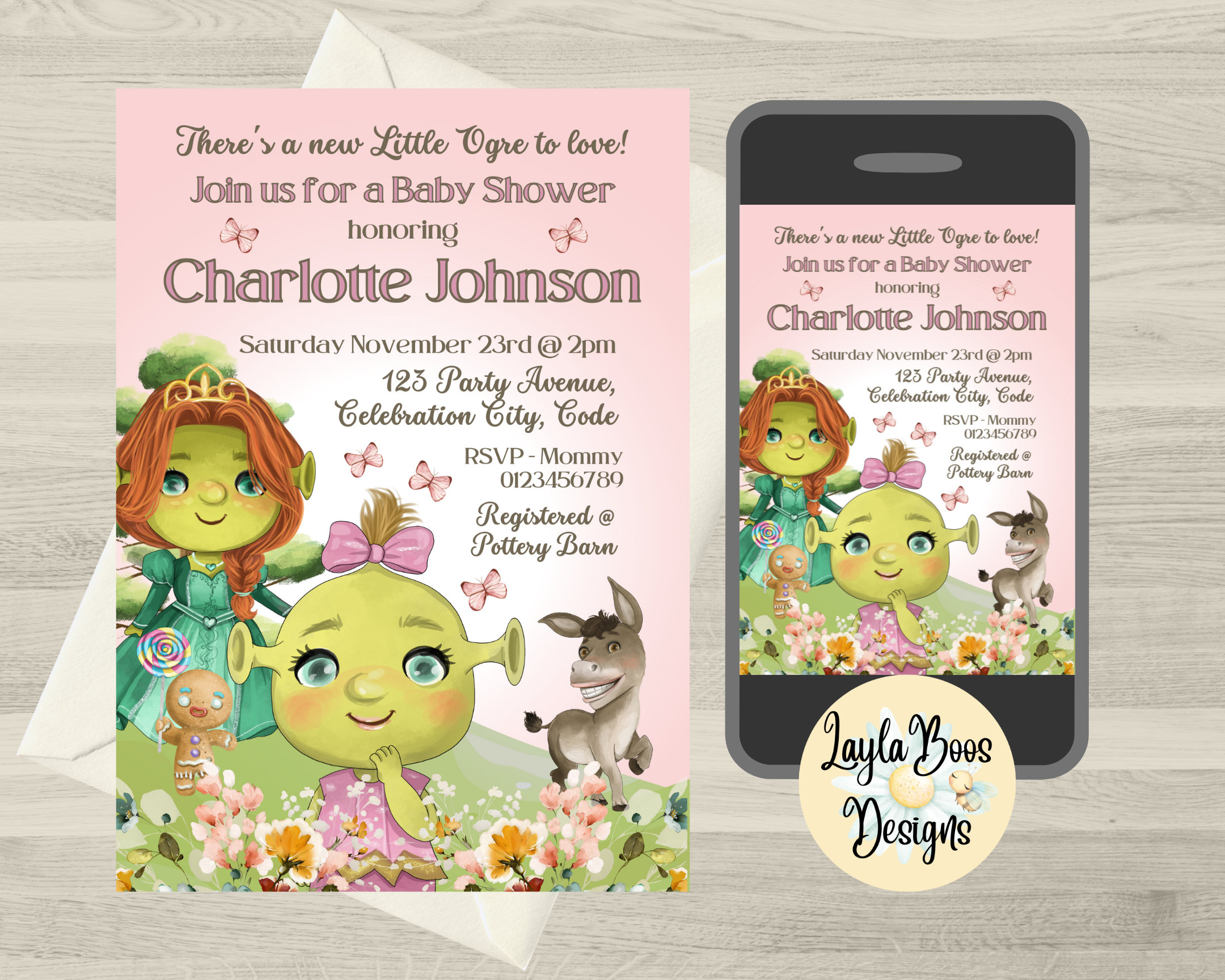 Girls Shrek Baby Shower Invitation: Fairytale Fiona Evite (digital) - Etsy