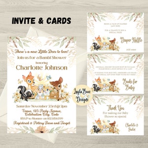 Bambi Baby Shower Invitation & Cards Bundle (digital Download) - Etsy