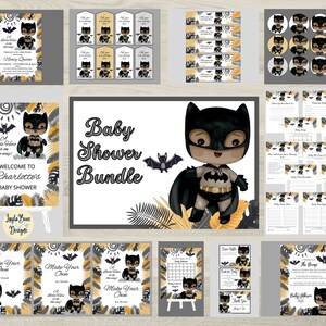 African American Bat Boy Baby Shower Invitation Bundle (digital ...