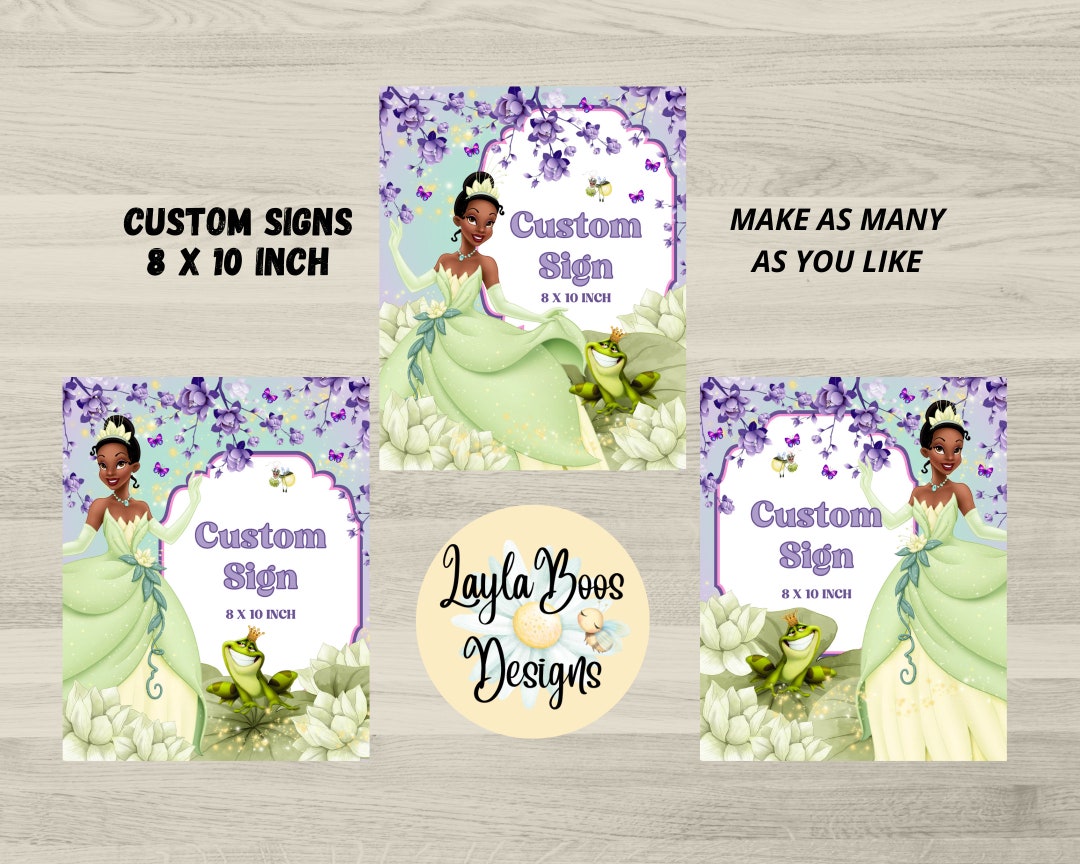Tiana Custom Signs, Princess and Frog Custom Signs, Tiana Party Decor ...