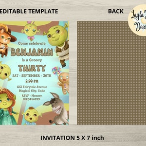 Boys Groovy Shrek Birthday Invitation, Shrek Mobile Text Invite, Shrek ...