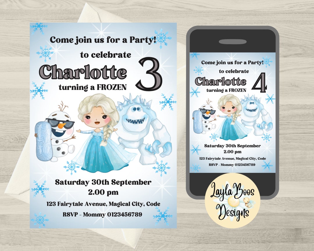 Frozen Birthday Invitation, Elsa Birthday Invite, Elsa Digital or ...