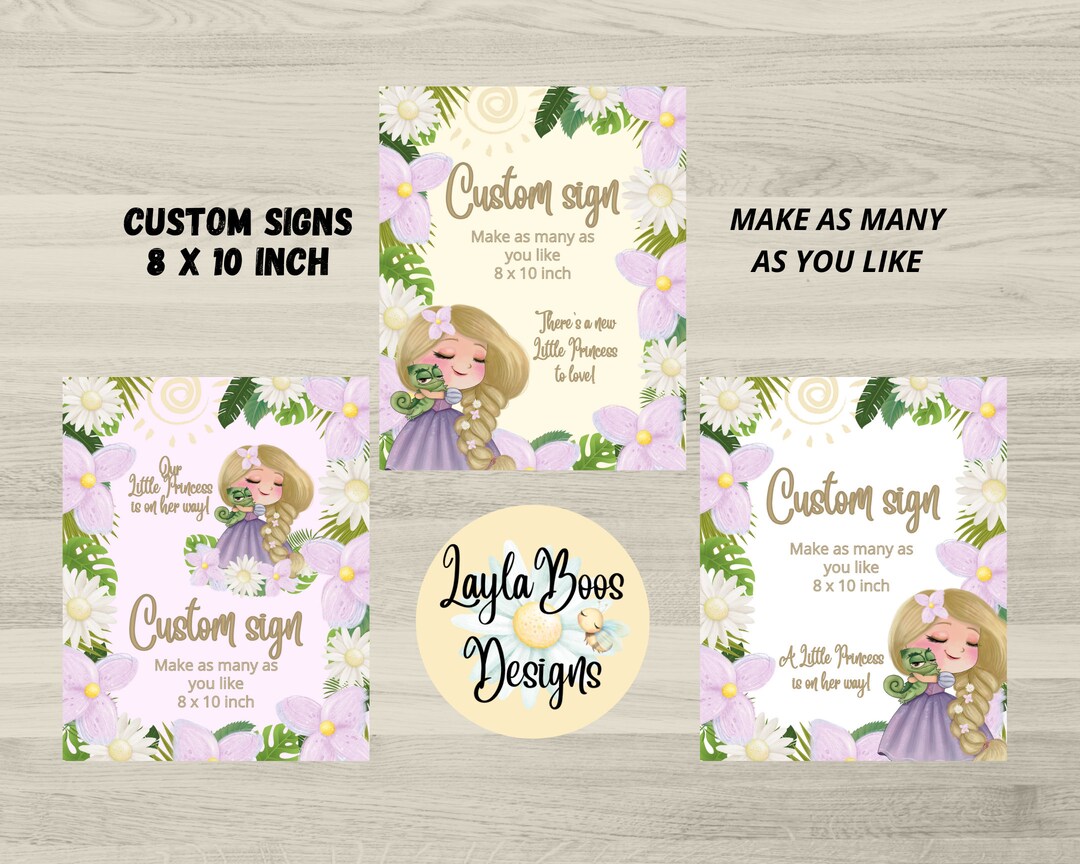 Rapunzel Custom Signs, Rapunzel Printable Signs, Editable Princess ...