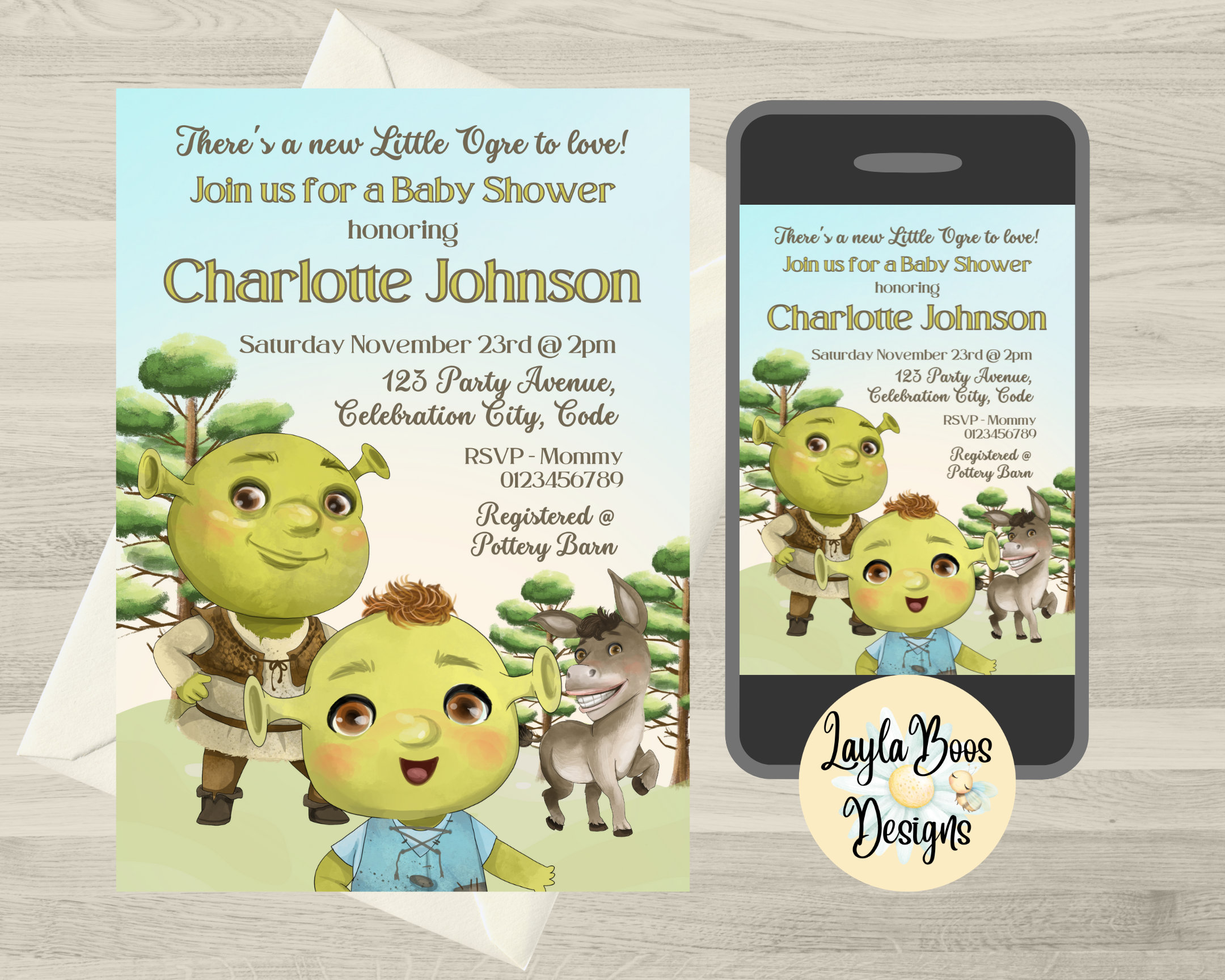 Boys Shrek Baby Shower Invitation Baby Shrek Shower Invite - Etsy