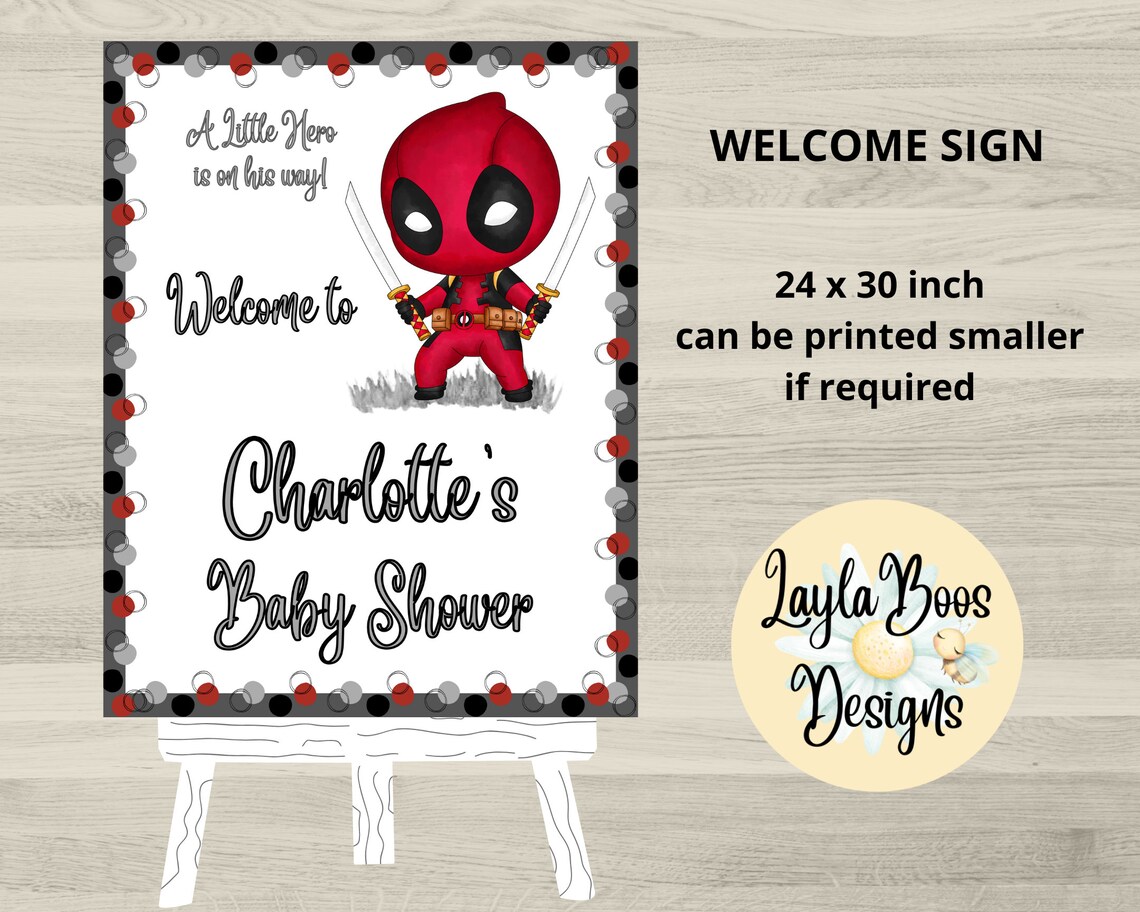 Deadpool Baby Shower Bundle: Superhero Invitation (digital Download) - Etsy