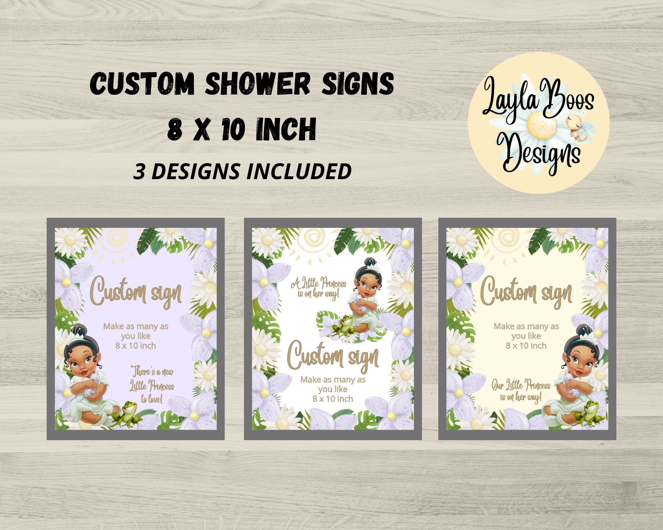 Tiana Custom Baby Shower Signs, Princess and Frog Baby Shower, Tiana ...