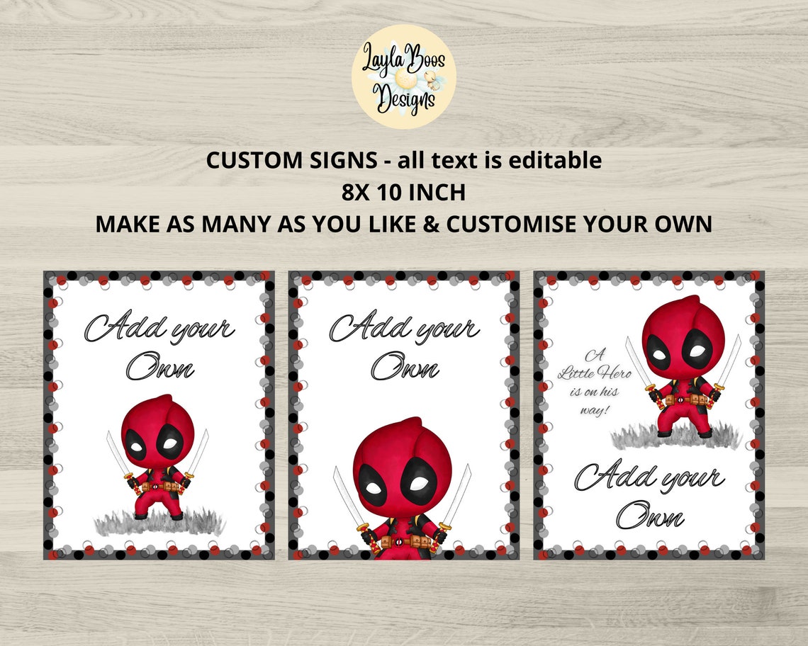Deadpool Baby Shower Bundle: Superhero Invitation (digital Download) - Etsy