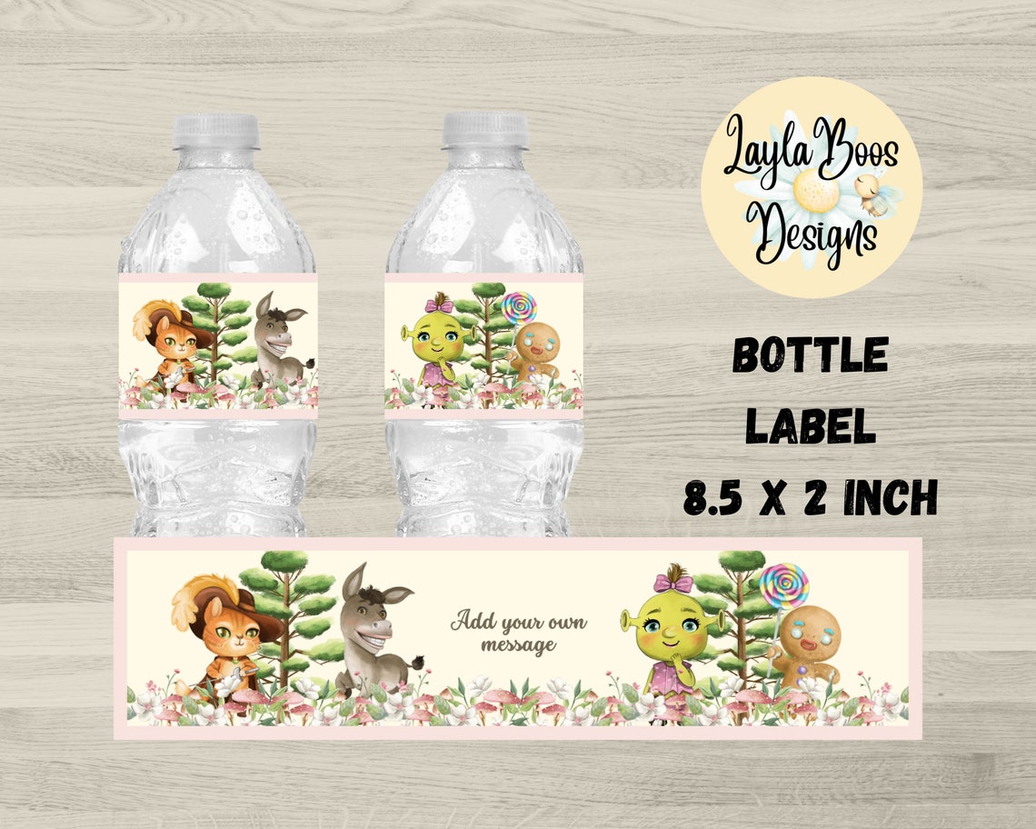 Girls Shrek Water Bottle Labels Shrek Bottle Labels Shrek - Etsy UK