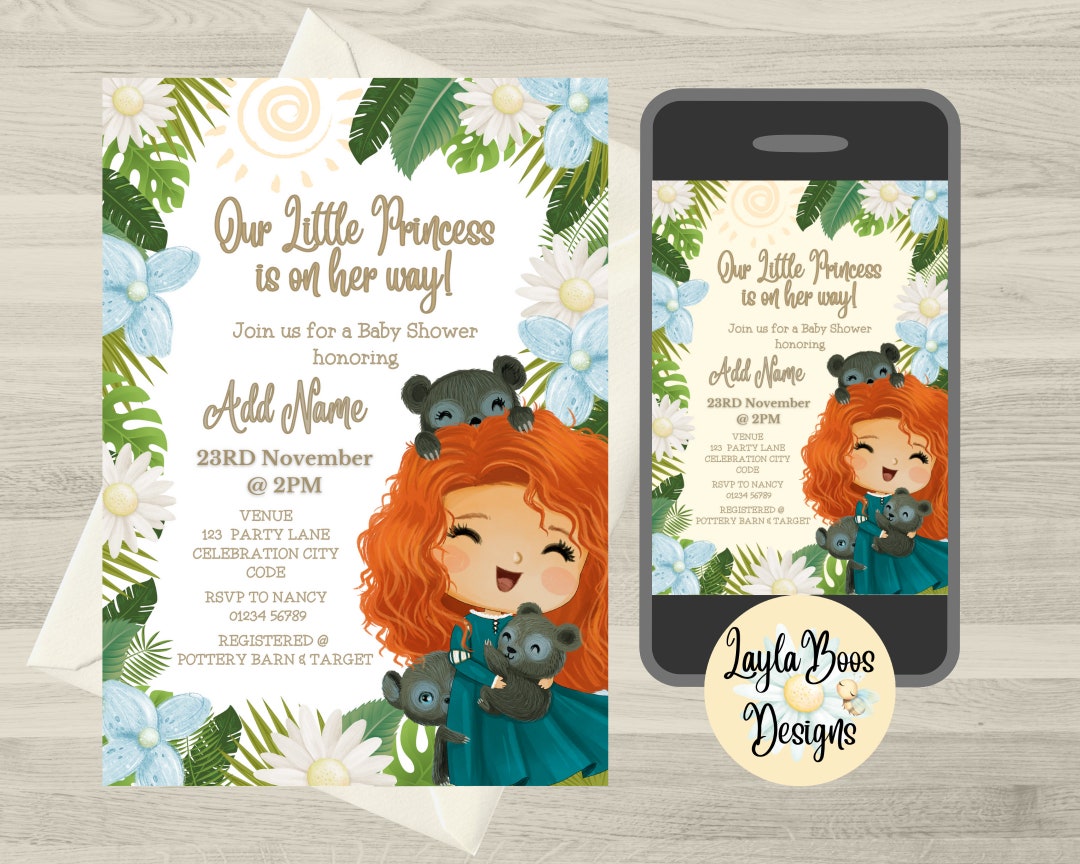 Baby Merida Shower Invitation, Merida Baby Shower Invite, Brave Baby ...