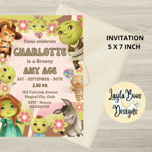 Girls Pink Groovy Shrek Birthday Bundle, Shrek Party Bundle, Shrek ...