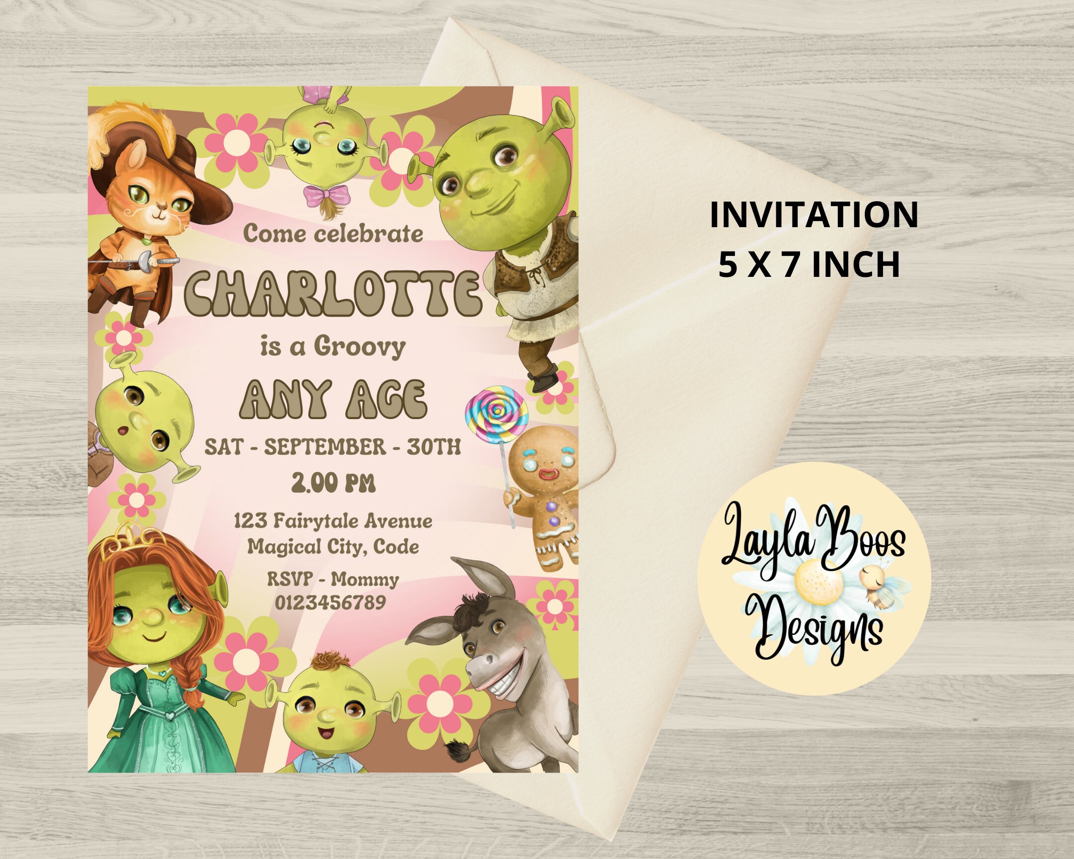 Girls Pink Groovy Shrek Birthday Bundle, Shrek Party Bundle, Shrek ...