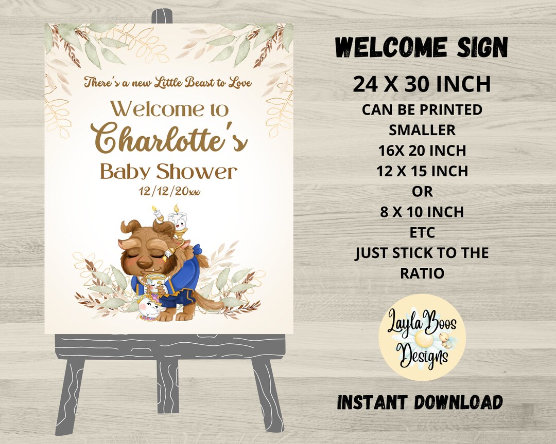 Baby Beast Shower Welcome Sign, Beast Baby Shower Welcome, Boys Baby ...