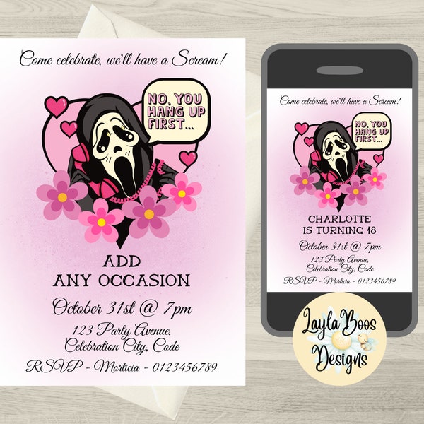 Pink Ghostface Invitation - Etsy