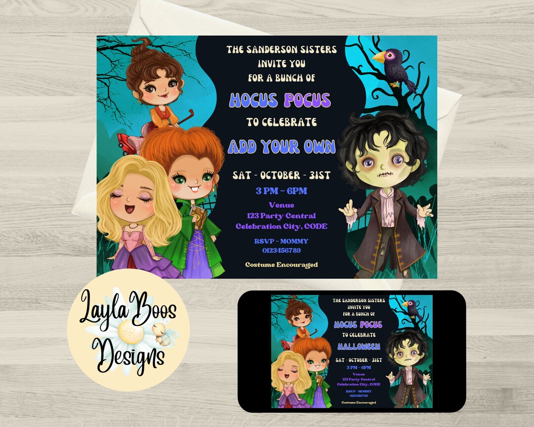 Hocus Pocus Birthday Invitation: Halloween Party Invite (digital) - Etsy
